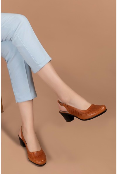 Gondol Kadın Deri Klasik Topuklu Ayakkabı VDT.272 - Taba - 38