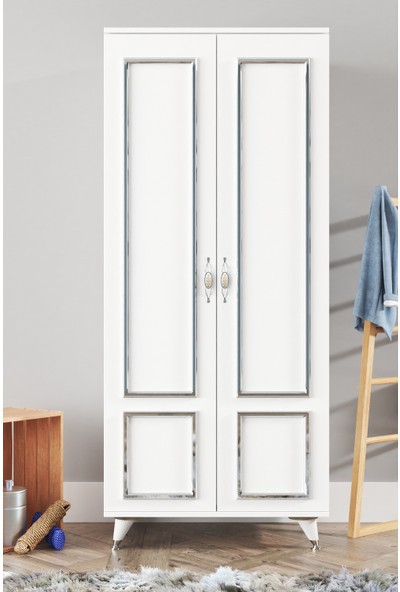 EVDEMO Silver 2 Kapaklı Gardırop Dolap