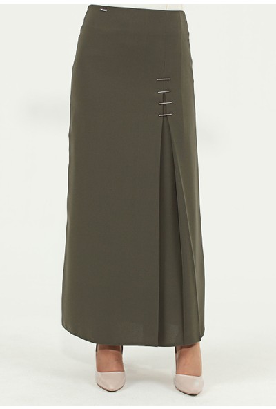 SETRMS Haki Aksesuar Detaylı Pileli Etek 2126066