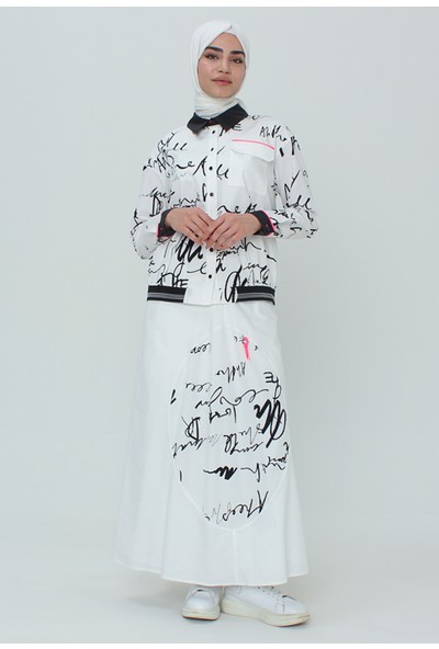 SETRMS Ekru Yazı Baskılı Beli Lastikli Etek 2126070 SETRMS Ekru Yazı Baskılı Beli Lastikli Etek 2126070