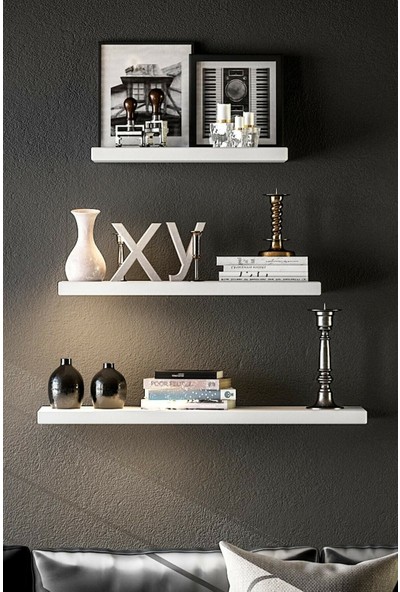 Deniz Ahsap Dizayn ^lü Beyaz Uçan Raf