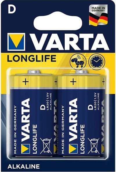 Varta Longlife Power Akaline 2li Büyük D Boy Pil 1 Paket Varta Longlife Power Akaline 2li Büyük D Boy Pil 1 Paket