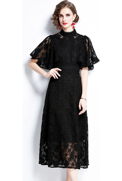Dantelli A Kesim Kadın Elbise (Yurt Dışından)