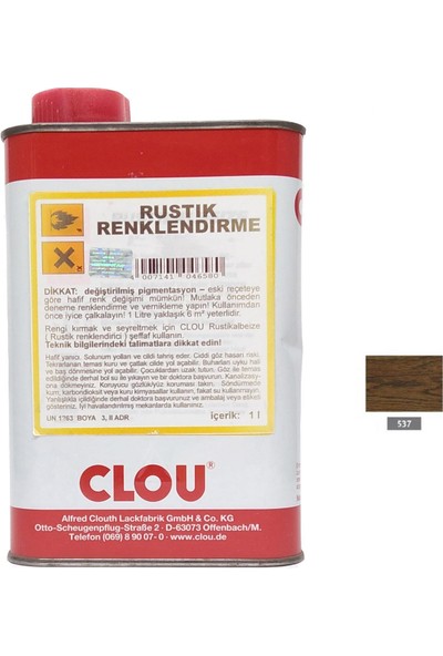 Clou Solvent Bazlı Rustik Ahşap Renklendirici 1litre 537 Koyu Ceviz Clou Solvent Bazlı Rustik Ahşap Renklendirici 1litre 537 Koyu Ceviz