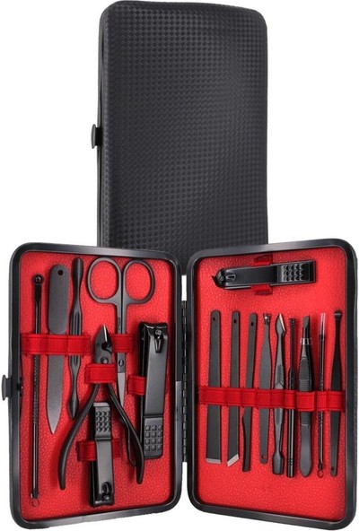 Mujgan Deri Çantalı Siyah 17 Parça Manikür Seti