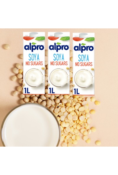 Alpro Şekersiz Soya Sütü 3 x 1 lt