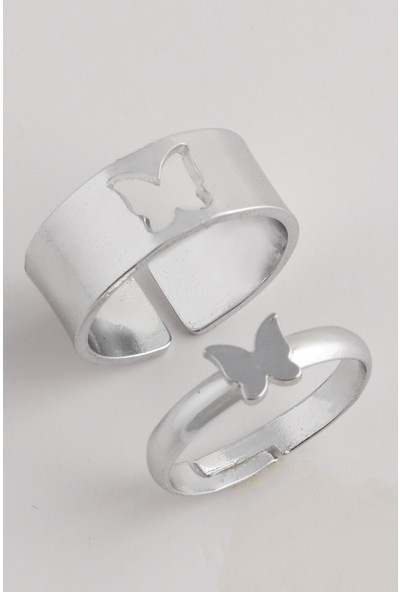 Sortie Accessories Çelik Kelebek Figürlü Boyu Ayarlanabilir Çift Yüzük 009 Sortie Accessories Çelik Kelebek Figürlü Boyu Ayarlanabilir Çift Yüzük 009