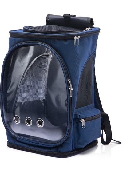 Enipaty Büyük Kedi Köpek Astronot Taşıma Çantası Şeffaf Lacivert