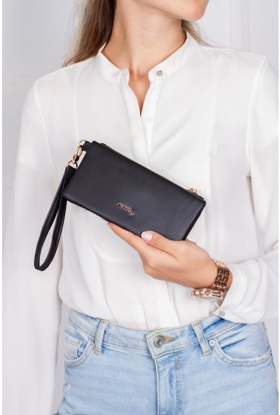 Leyl Yıkama Deri El Çantası Bilek Askılı Telefon Bölmeli Portföy Para Cüzdanı