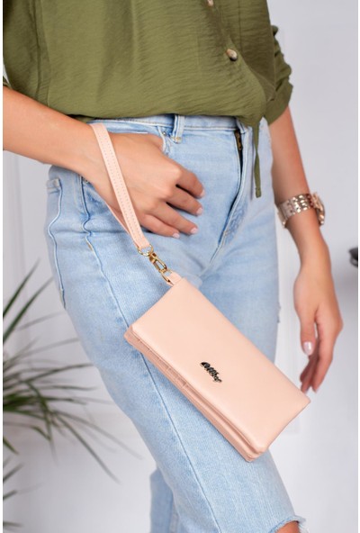 Leyl Yıkama Deri El Çantası Bilek Askılı Telefon Bölmeli Portföy Para Cüzdanı