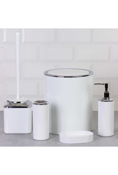 Okyanus Home Beyaz Yuvarlak Krom 5'li Banyo Seti Okyanus Home Beyaz Yuvarlak Krom 5'li Banyo Seti