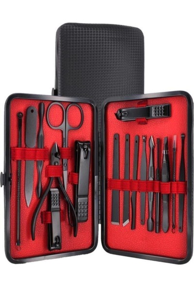 Mujgan Deri Çantalı Siyah 17 Parça Manikür Seti Mujgan