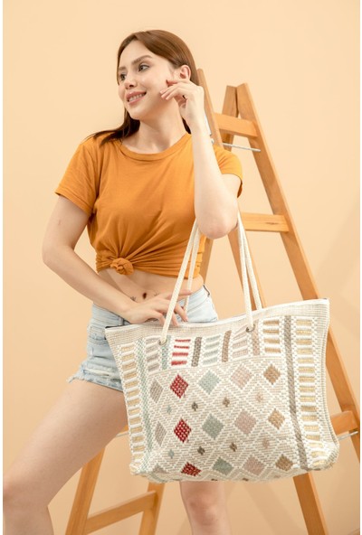 Kilim Desenli Otantik Seyahat - Piknik - Plaj Çantası