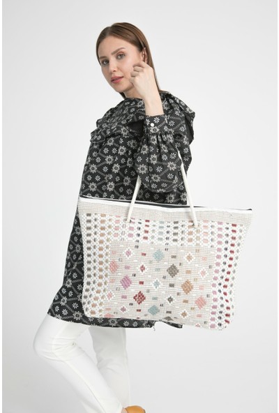 Kilim Desenli Otantik Seyahat - Piknik - Plaj Çantası