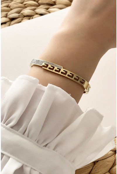 ÇLK Accessories Çelik Taşlı Lazer Kesim Kelepçe Çelik Bileklik ÇLK Accessories Çelik Taşlı Lazer Kesim Kelepçe Çelik Bileklik