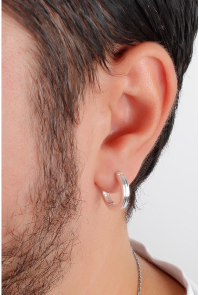 Madame Concept 925 Ayar Gümüş Çift Çizgili Halka Erkek Küpe Madame Concept 925 Ayar Gümüş Çift Çizgili Halka Erkek Küpe