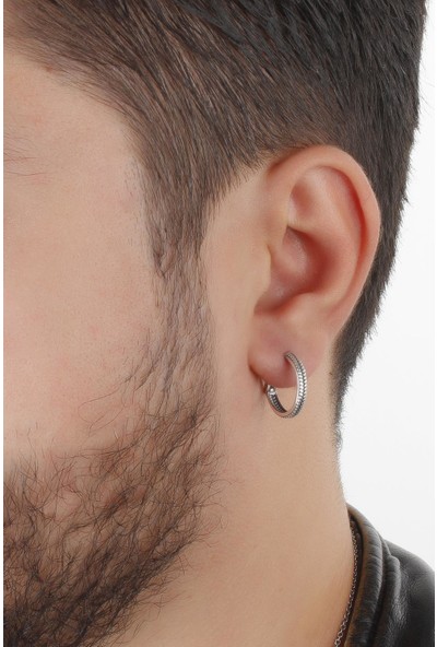 Madame Concept 925 Ayar Antik Gümüş Erkek Halka Küpe