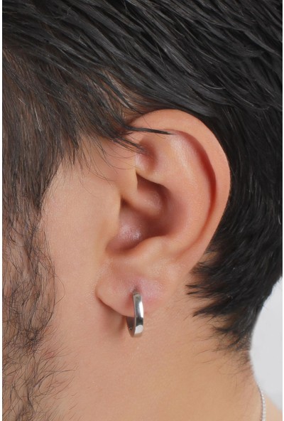 Madame Concept Erkek Çelik Gümüş Renk Klasik Halka Küpe