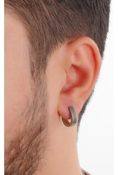 Madame Concept Erkek Gümüş Renk Çelik Nal Küpe