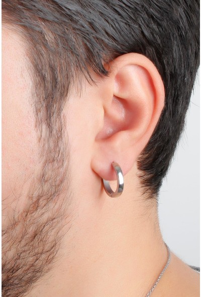 Madame Concept Erkek Çelik Gümüş Renk Klasik Halka Küpe Madame Concept Erkek Çelik Gümüş Renk Klasik Halka Küpe