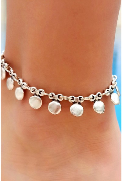 Fildişi Aksesuar Antik Gümüş Kaplama Daire Şekilli El Yapımı Kadın Halhal