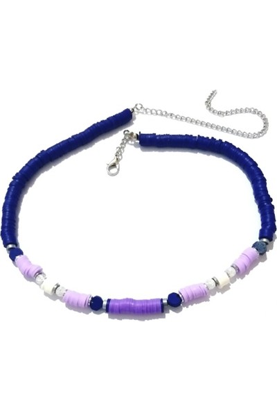 Funny Takı Hematit Kalpli Saks Mavisi Eflatun Fimo Kolye Funny Takı Hematit Kalpli Saks Mavisi Eflatun Fimo Kolye