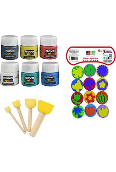 Nova Color Parmak Boyası Seti Pon Pon Fırçalı Baskı Kalıplı