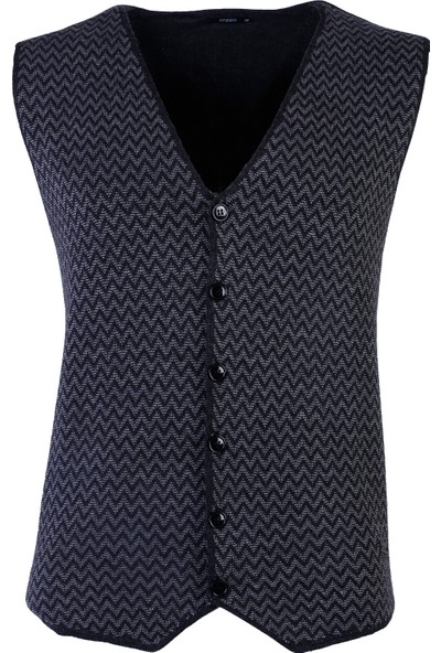 İmza Antrasit Jakarlı Desen Comfort Fit Triko