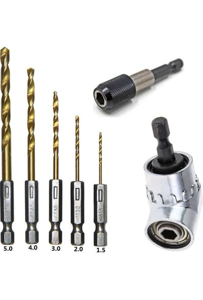 Depolife Altıgen 1/4 Hex Bits Şaftlı Uzatma Adaptörü 5li Titanyum Matkap Ucu Seti Köşe Delme Vidalama Aparatı Depolife Altıgen 1/4 Hex Bits Şaftlı Uzatma Adaptörü 5li Titanyum Matkap Ucu Seti Köşe Delme Vidalama Aparatı