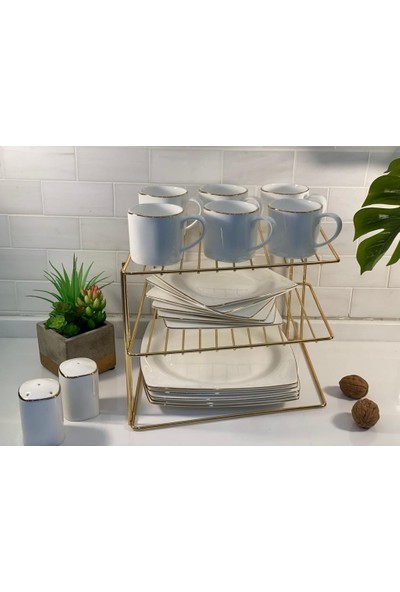 Kitchen Store Gold Tabaklık 3 Katlı Dolap Içi Tabak Düzenleyici
