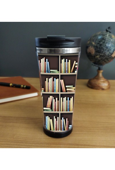 VegaGiftShop Kitaplık Tasarım 400 ml Termos Bardak