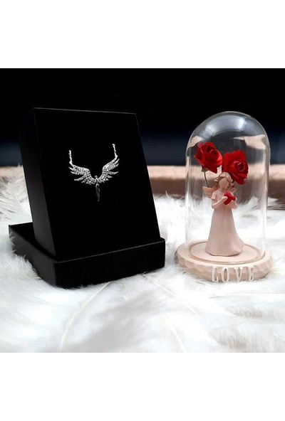 VegaGiftShop Aşk Perisi Fanus & Mikail Meleği Kolye Hediye Kutusu VegaGiftShop Aşk Perisi Fanus & Mikail Meleği Kolye Hediye Kutusu