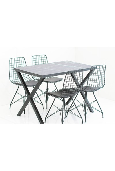 Silver Home Mutfak x Ayaklı Masa Sandalye Takımı (1 Masa+4 Sandalye)