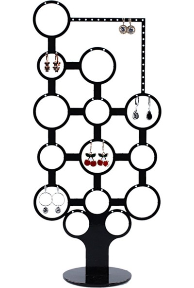 Entina Metal Yuvarlak Çoklu Küpe Standı Kuyumcu Vitrini Küpelik Küçük Si