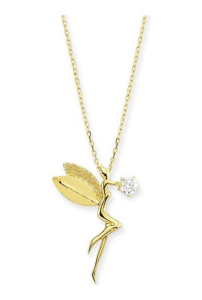 Engingold 14 Ayar Altın Taşlı Melek Kolye