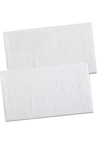 Regule Otel Grup Ayak Havlusu Paspas Seti Ayak Çizgili Beyaz 50 x 70 cm 2'li