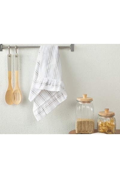 English Home Johanna Pamuk Fırfırlı Kurulama Bezi 40 x 60 cm. Beyaz