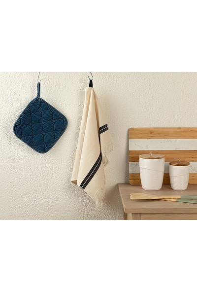 English Home Ena Pamuk Püsküllü Kurulama Bezi 40 x 60 cm. Siyah