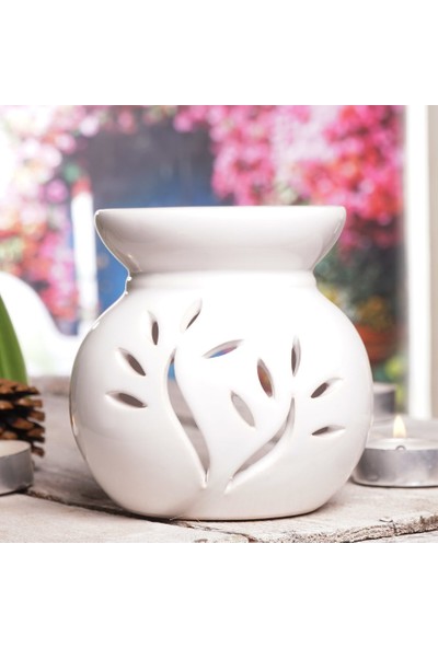 Mitr Yaprak Temalı Beyaz Buhurdanlık