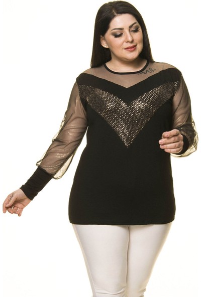 Modayız Işıltılı Büyük Beden Bluz 14C-1741