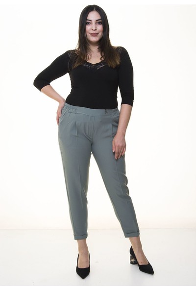 Modayız Bel Lastikli Duble Paça Büyük Beden Kumaş Pantolon 34C-1378 Modayız Bel Lastikli Duble Paça Büyük Beden Kumaş Pantolon 34C-1378