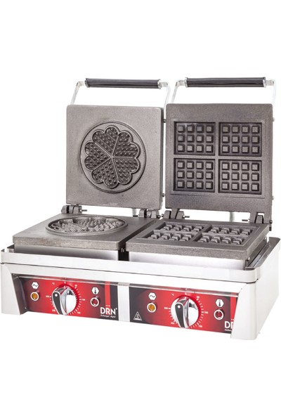 Drn Waffle Makinası Plus - Çift Kare ve Yonca - Elektrikli