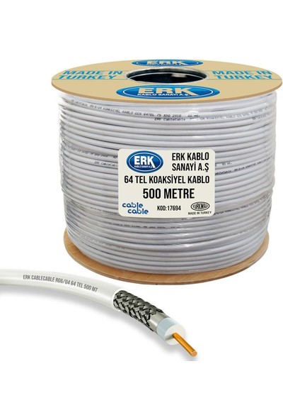 Cable Cable Anten Kablosu Rg6/u4 1.02MM 64TEL 500MT Erk Yerli Cable Cable Anten Kablosu Rg6/u4 1.02MM 64TEL 500MT Erk Yerli
