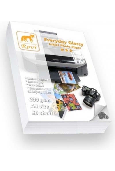 Rovi Everyday Parlak A4 Fotoğraf Kağıdı 200 gr - 50 Yaprak