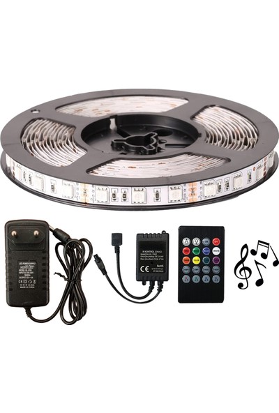 AmberLED Rgb Şerit LED 5 Metre Tak Çalıştır Sese ve Müziğe Duyarlı Kumanda 5050 3 Çipli AmberLED Rgb Şerit LED 5 Metre Tak Çalıştır Sese ve Müziğe Duyarlı Kumanda 5050 3 Çipli
