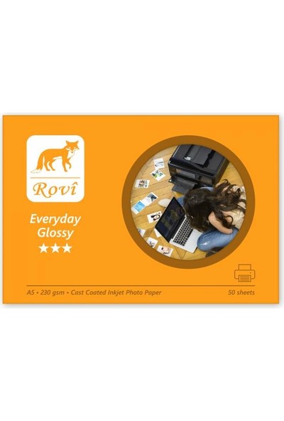 Rovi Everyday Parlak Fotoğraf Kağıdı 230GR - 50 Yaprak 15 x 21 cm