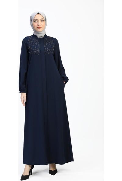 Kemal Aydın Çiçek Desen, Nakişli Tesettür Ferace - Lacivert 38 Kemal Aydın Çiçek Desen, Nakişli Tesettür Ferace - Lacivert 38