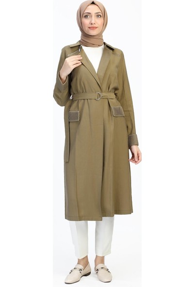 Kemal Aydın Cep Kapaği ve Kollari File Detayli Beli Kemerli Te 38 Kemal Aydın Cep Kapaği ve Kollari File Detayli Beli Kemerli Te 38