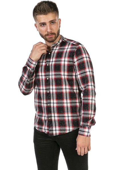 Cosplay CosplayCosplay Hakim Yaka Ekoseli Çıtçıtlı Katlama Kollu Slim Fit Gömlek