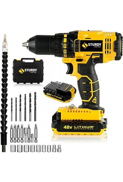 Sturdy 48V5AH Sanzumanlı Specıfıc Setlı Darbeli Lıon Matkap 23 Parca Setli Sturdy 48V5AH Sanzumanlı Specıfıc Setlı Darbeli Lıon Matkap 23 Parca Setli